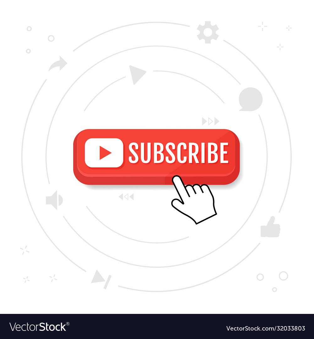 Subscribe call button and hand cursor red button Vector Image