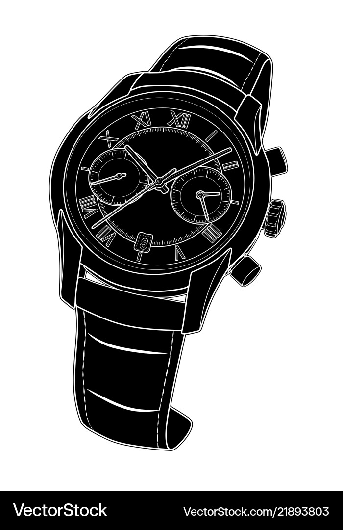 Wrist watch sketch simple line Royalty Free Vector Image