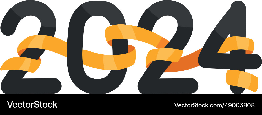 2024 number with ribbon Royalty Free Vector Image
