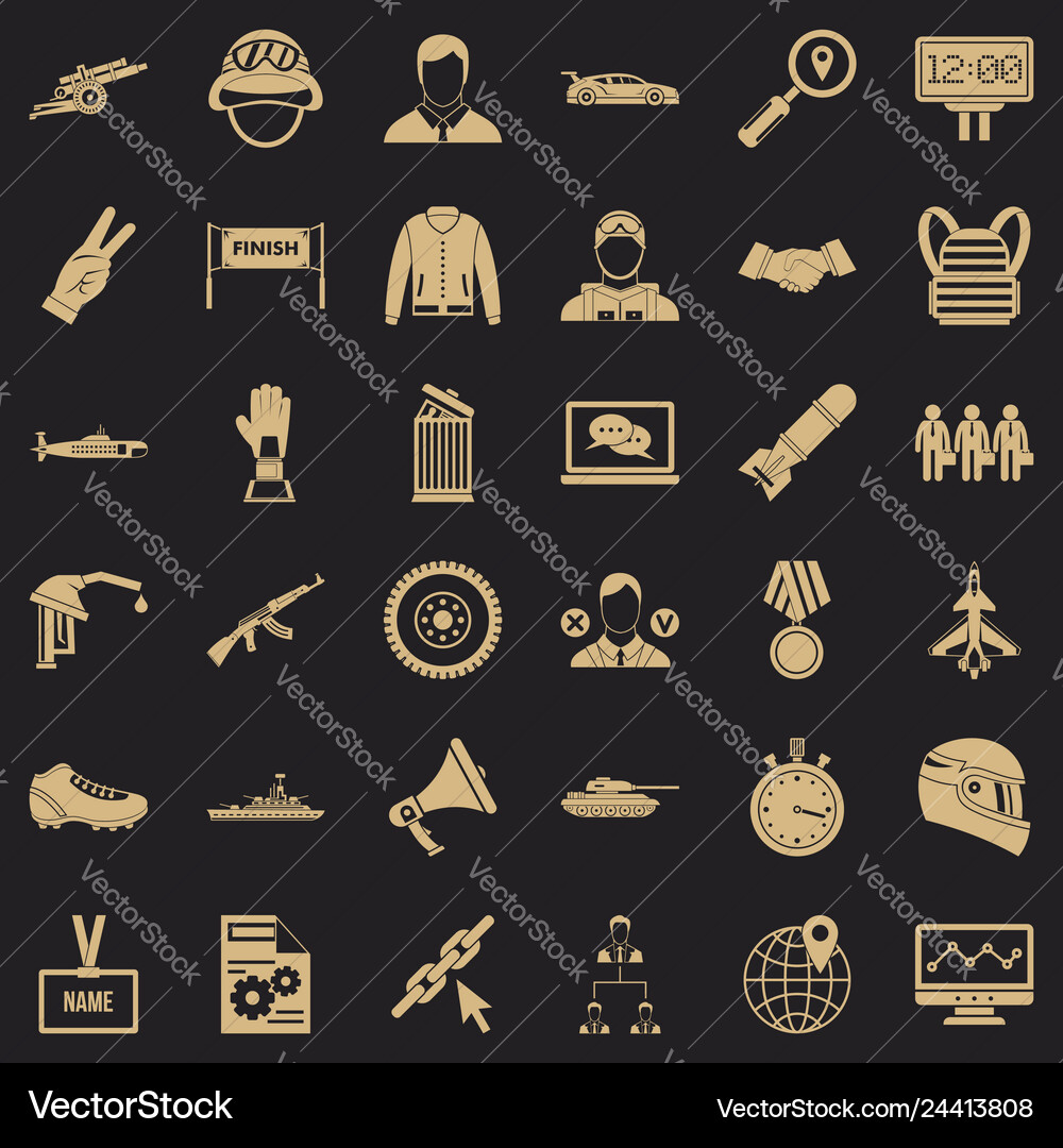 Big victory icons set simple style Royalty Free Vector Image