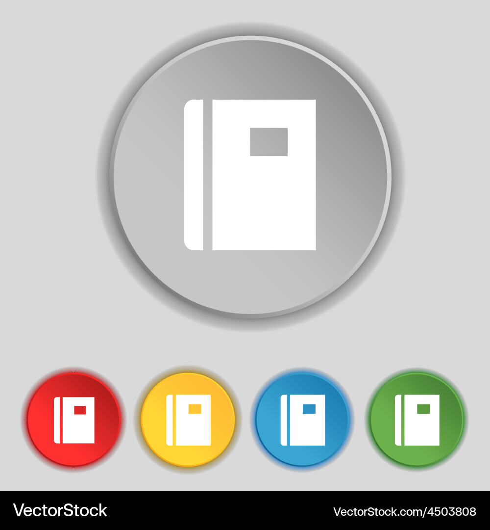 Book icon sign symbol on five flat buttons Vector Image