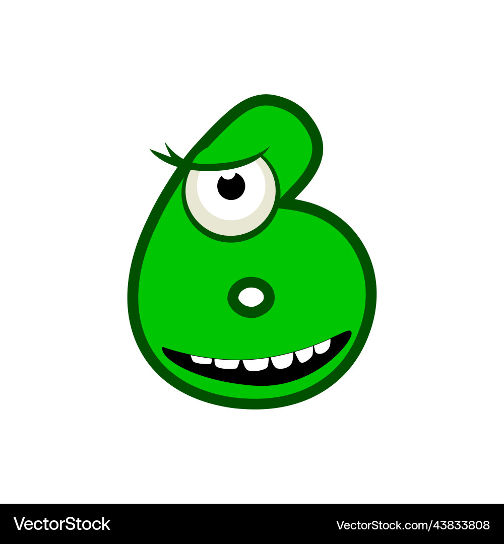Cartoon character number six monster Royalty Free Vector