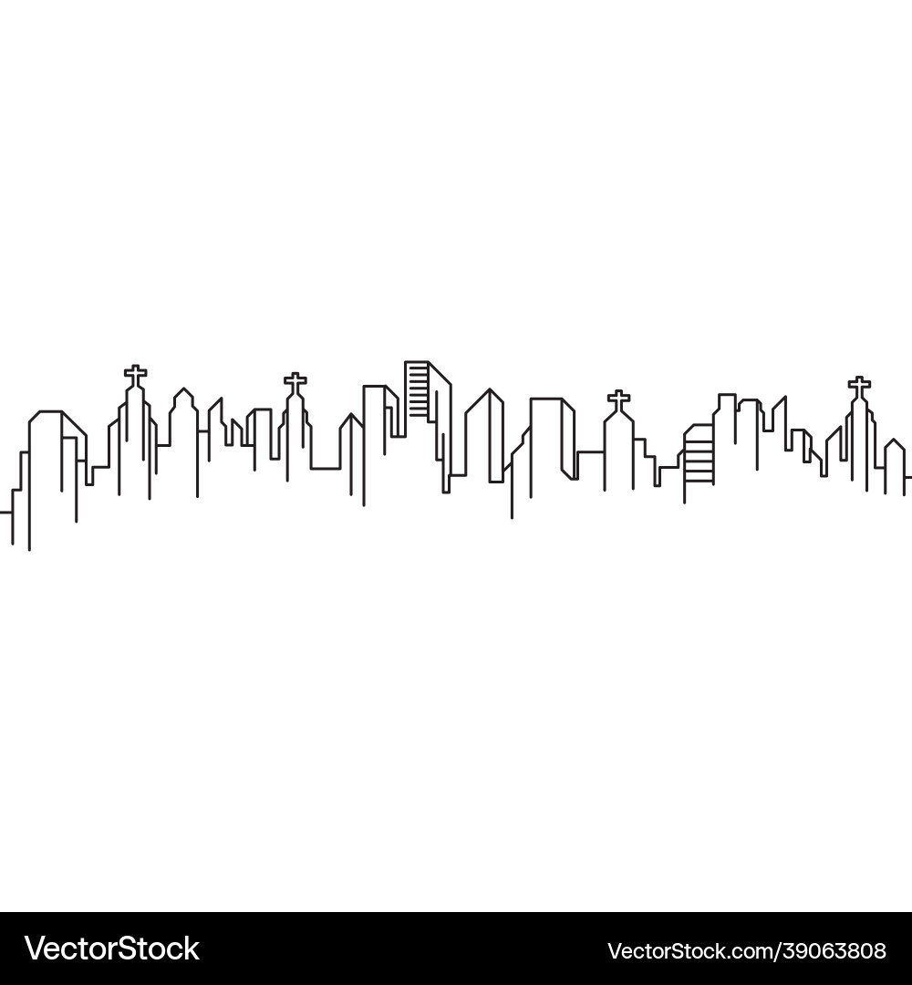 City building line art template Royalty Free Vector Image
