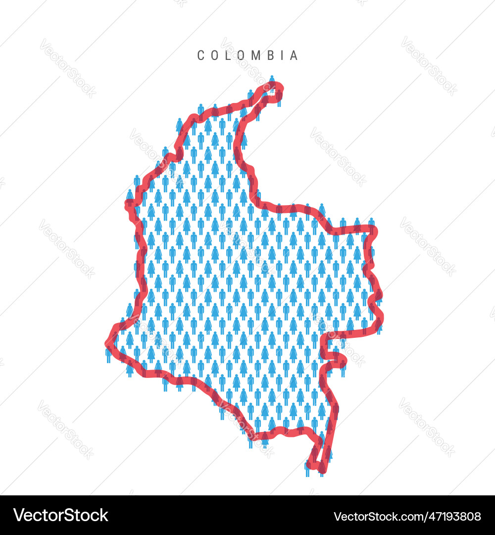 Colombia population map stick figures colombian Vector Image