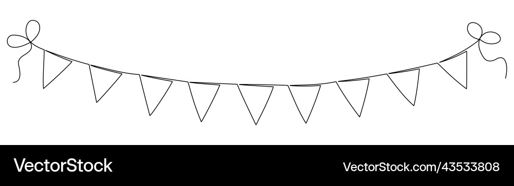 Continuous line drawing of garland Royalty Free Vector Image