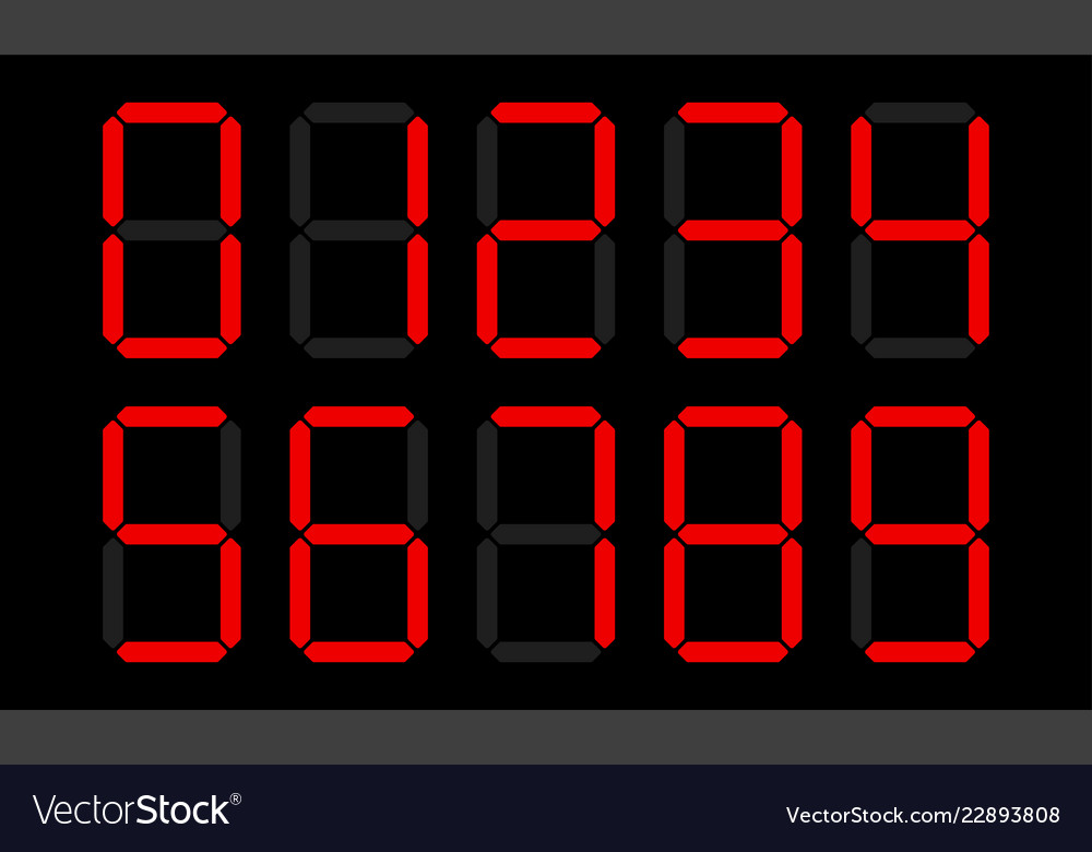 Digital Numbers Digits Display Royalty Free Vector Image