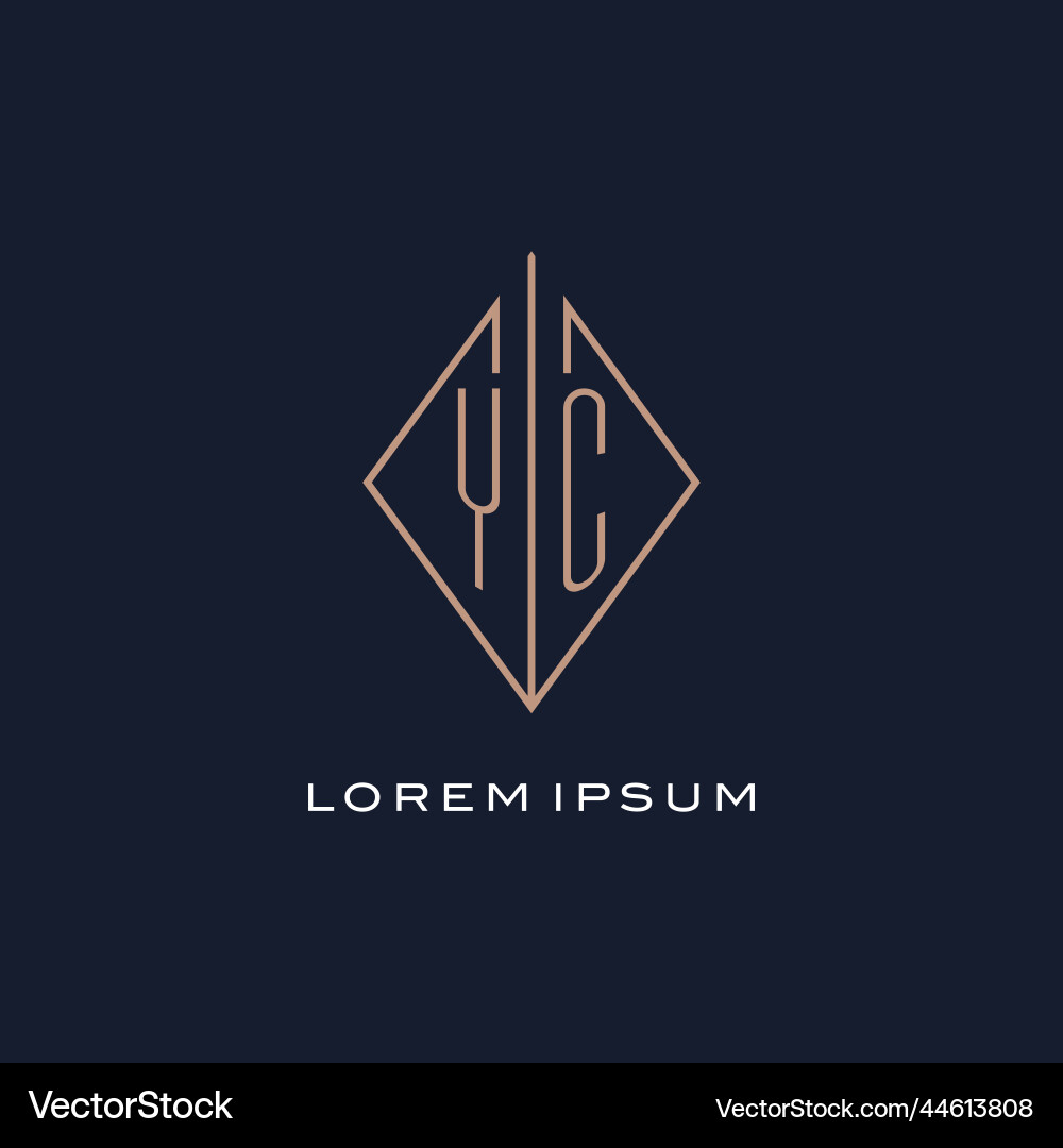 Monogram yc logo with diamond rhombus style Vector Image