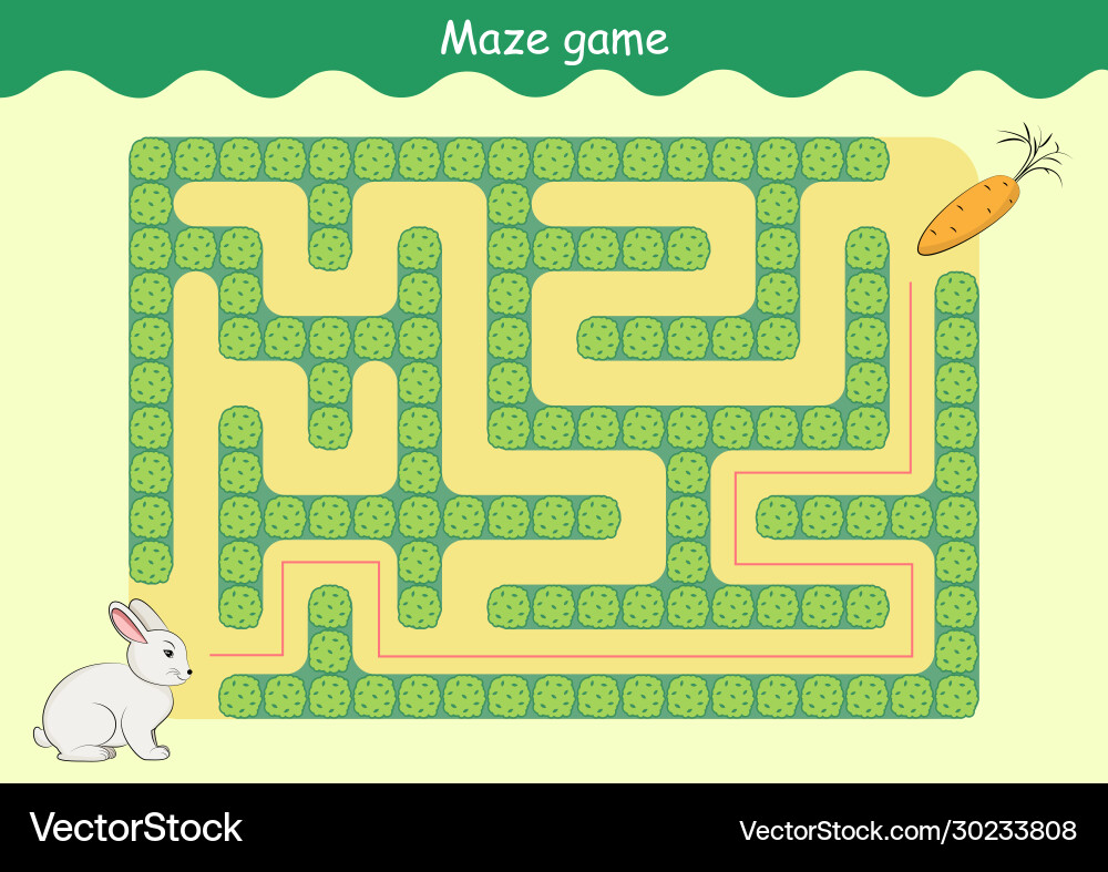 Rabbit and carrot maze educational game Royalty Free Vector