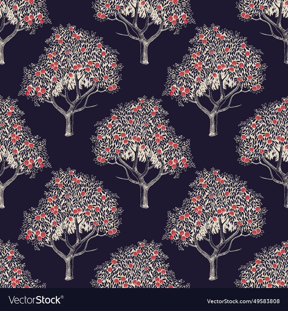 Seamless pattern with apple trees Royalty Free Vector Image