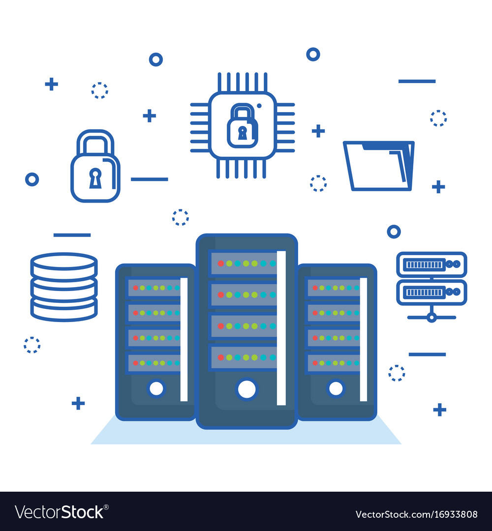 Server data system secure file digital technology Vector Image
