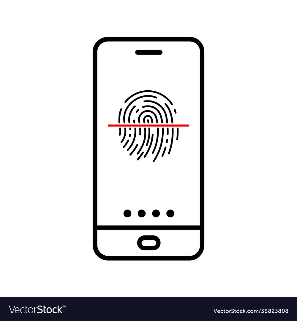 Smartphone unlocking icon fingerprint scan icon Vector Image Smartphone unlocking icon fingerprint scan icon Vector Image