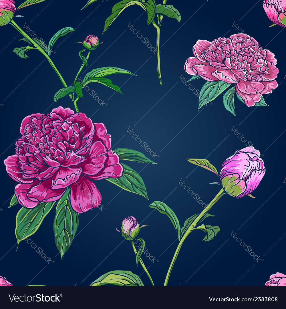 Vintage floral seamless pattern with peonies Vector Image