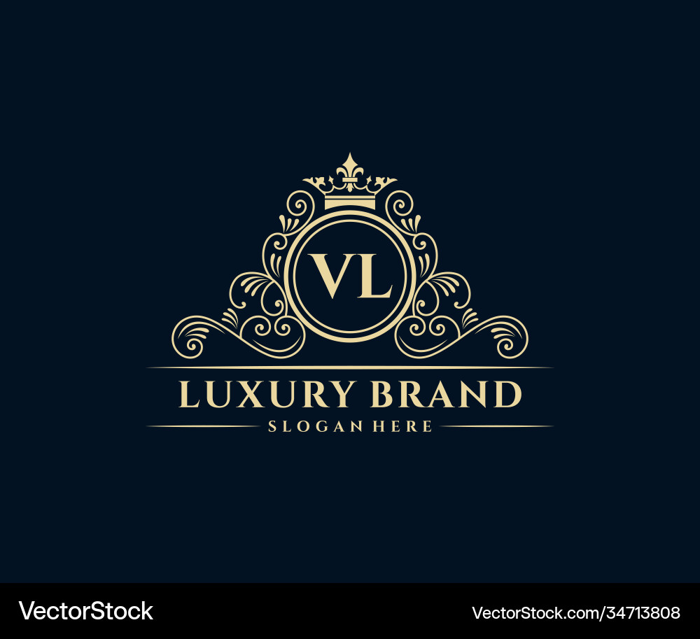 Vl initial letter gold calligraphic feminine Vector Image
