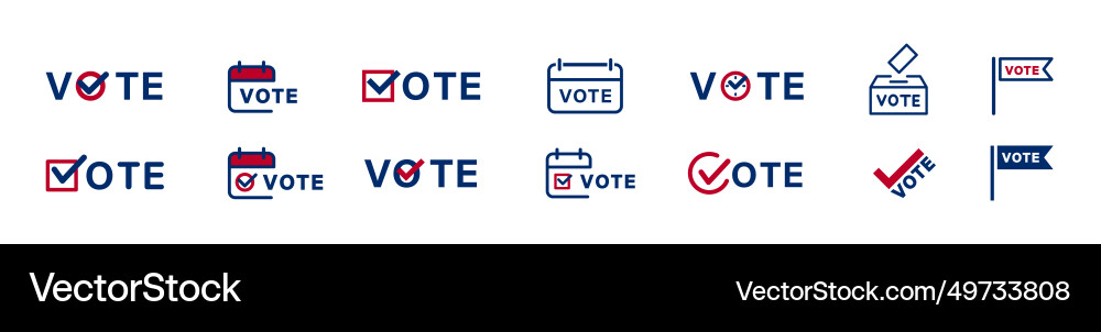 Vote politic icon elect signs collection Vector Image