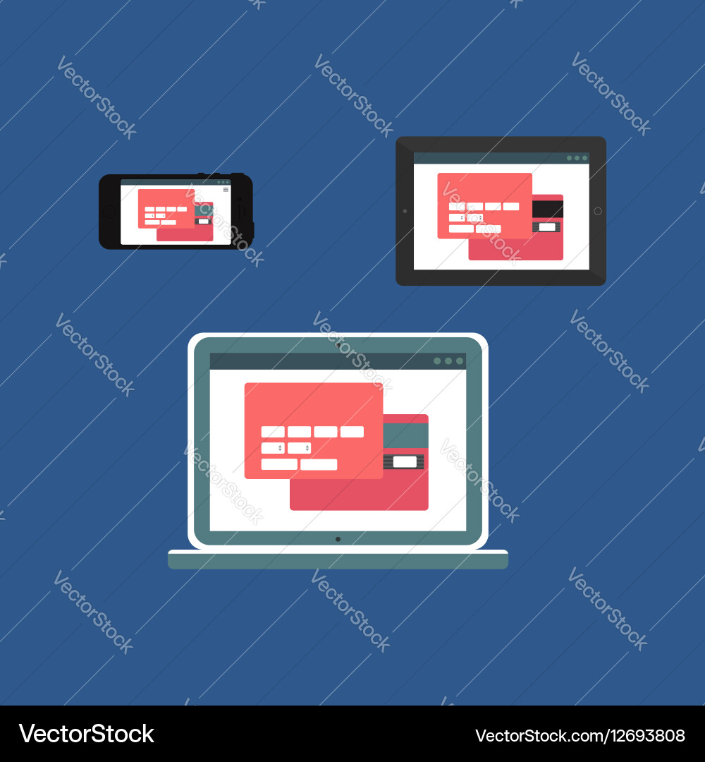 Web template of adaptive online shopping form Vector Image