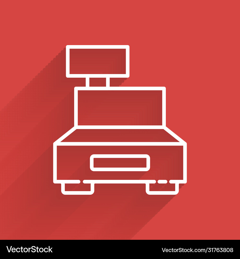 White line cash register machine with a check icon