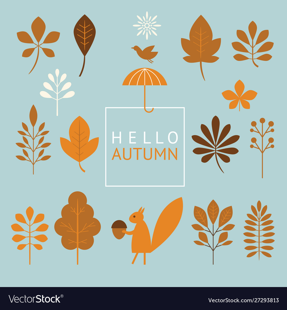 Autumn theme set graphic elements Royalty Free Vector Image