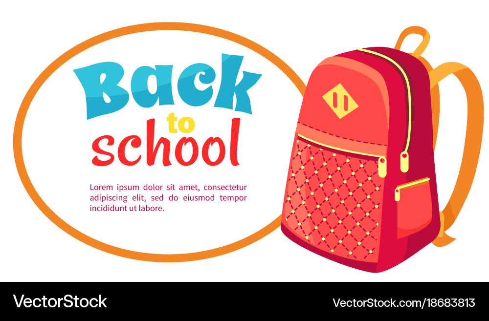 Back to school poster with fashionable backpack Vector Image