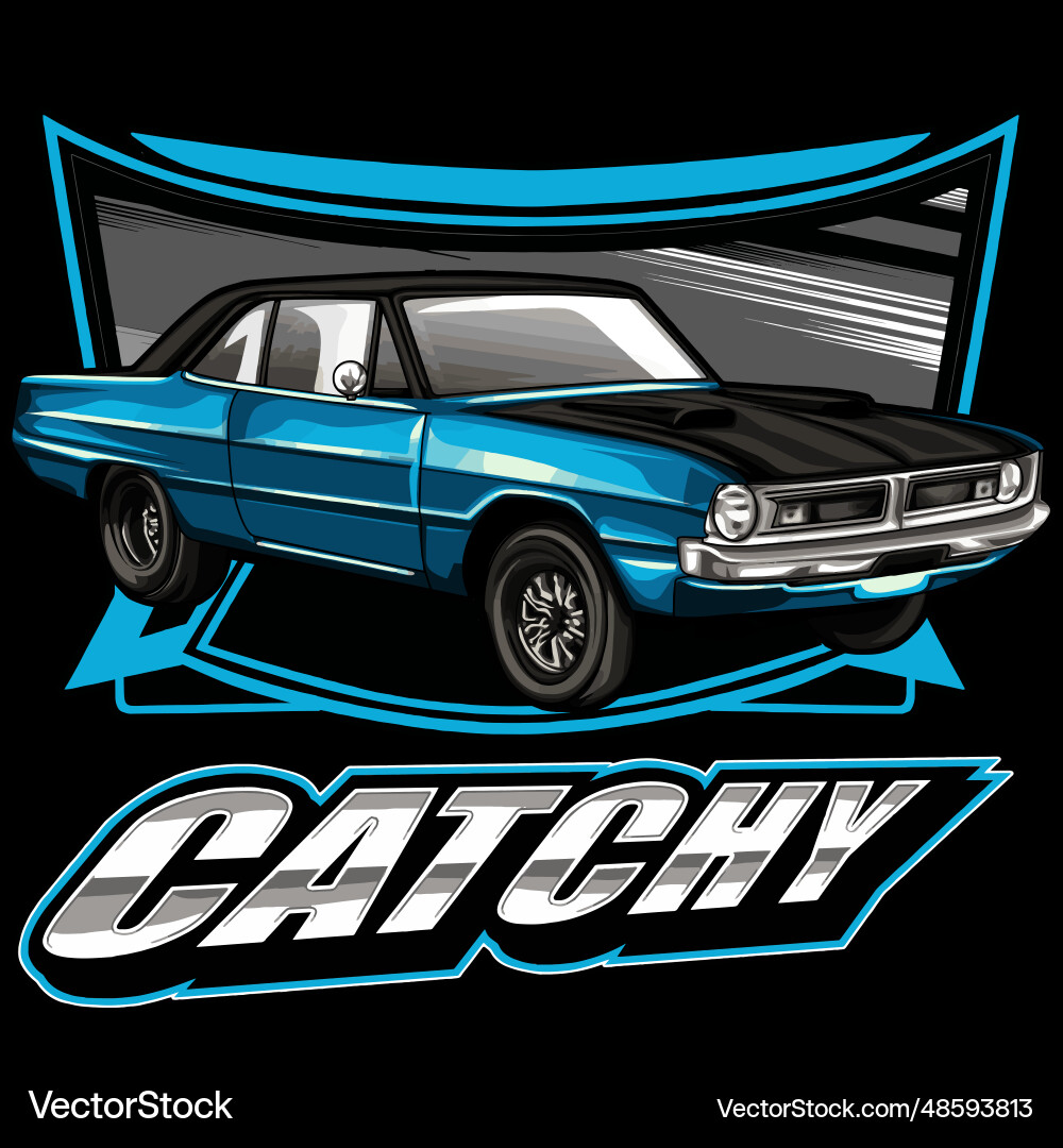 Blue drag racing car with black strip Royalty Free Vector