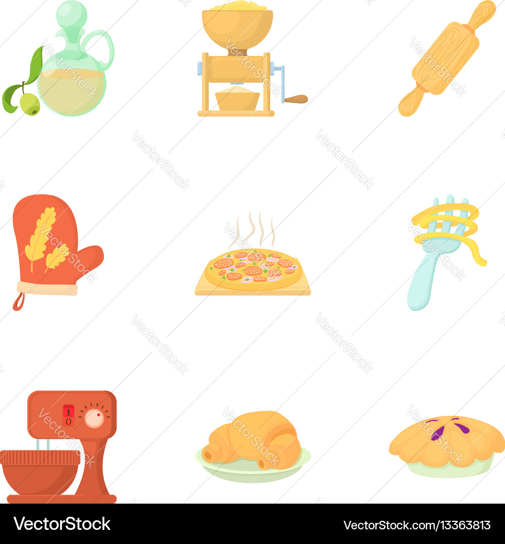 Cakes icons set cartoon style Royalty Free Vector Image