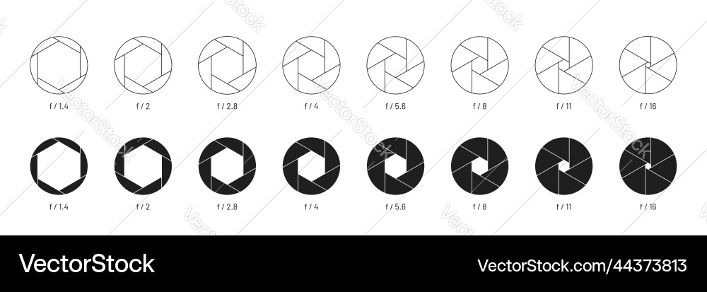 Camera shutter icons collection set of Royalty Free Vector