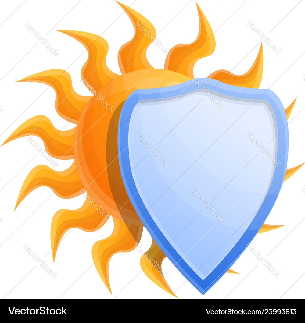 Cosmetic sun protect shield icon cartoon style Vector Image