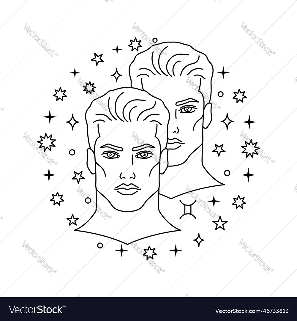 Gemini zodiac sign Royalty Free Vector Image - VectorStock Gemini zodiac sign Royalty Free Vector Image - VectorStock