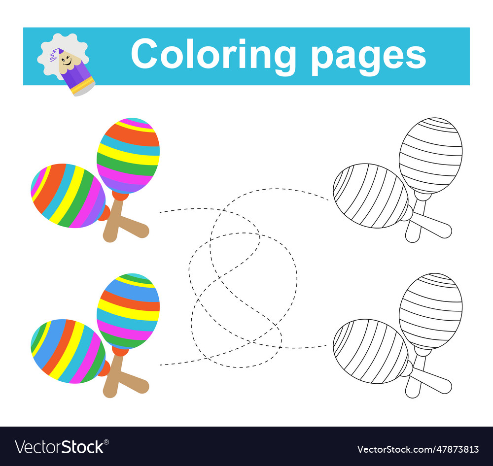 Go through the maze and color the maracas Vector Image