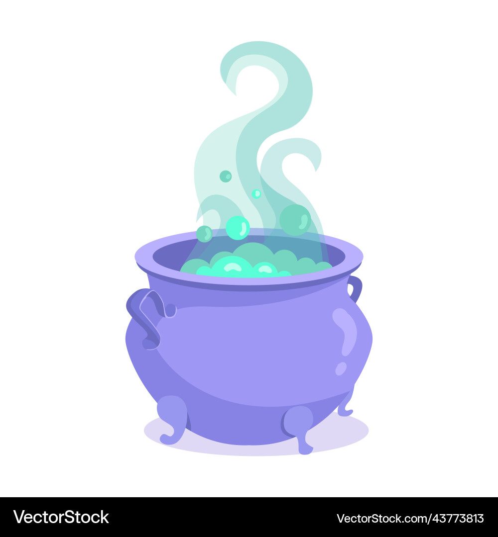 Halloween witches violet cauldron with poison Vector Image