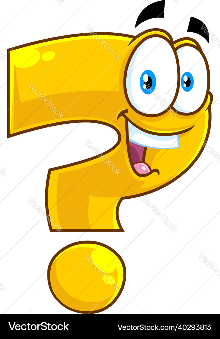 Happy Yellow Fragezeichen Cartoon Charakter Vektorbild