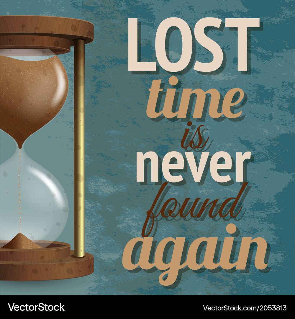 Hourglass retro poster Royalty Free Vector Image