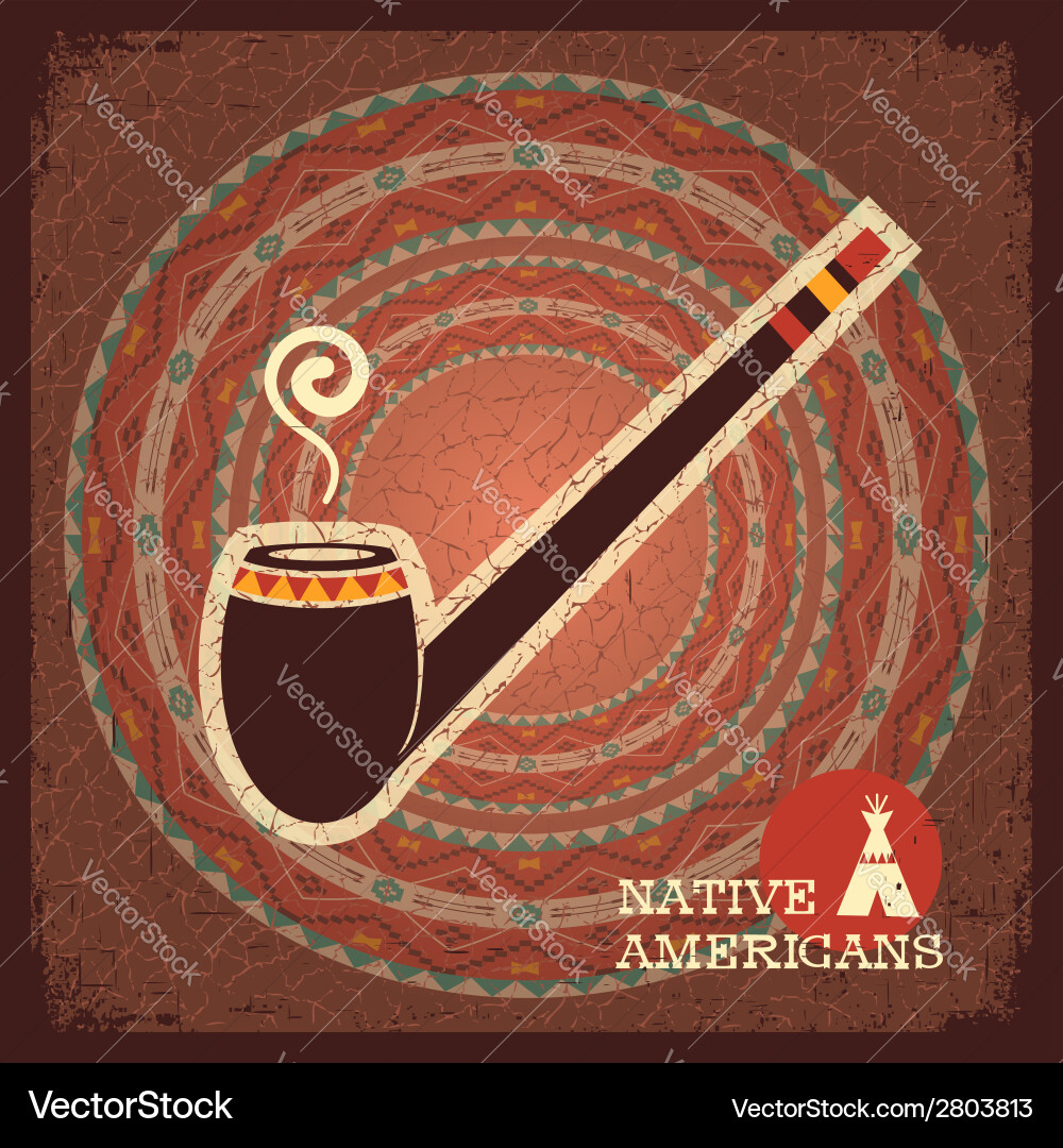 Indian smoking pipe poster Royalty Free Vector Image