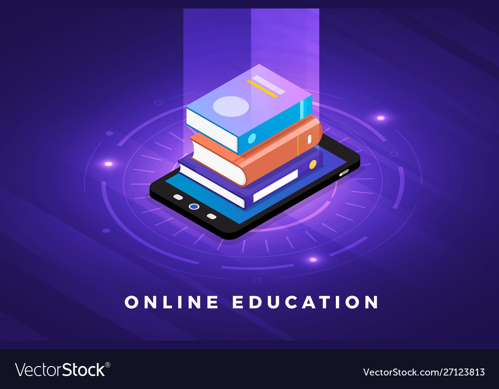 Isometric e-learning concept Royalty Free Vector Image