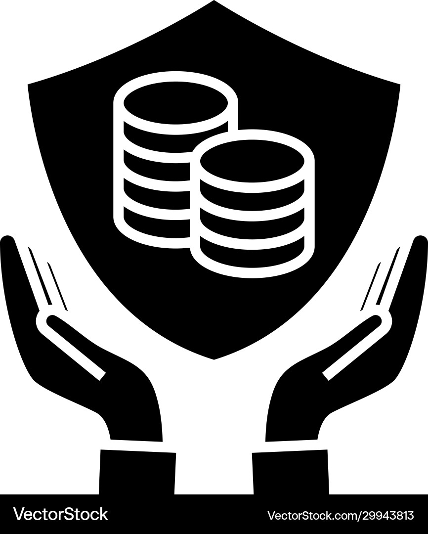 Money protection black icon concept Royalty Free Vector