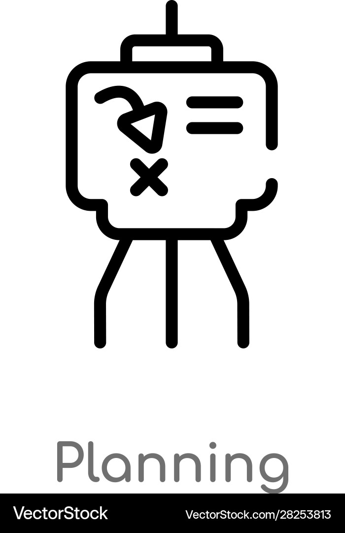 Outline planning icon isolated black simple line Vector Image