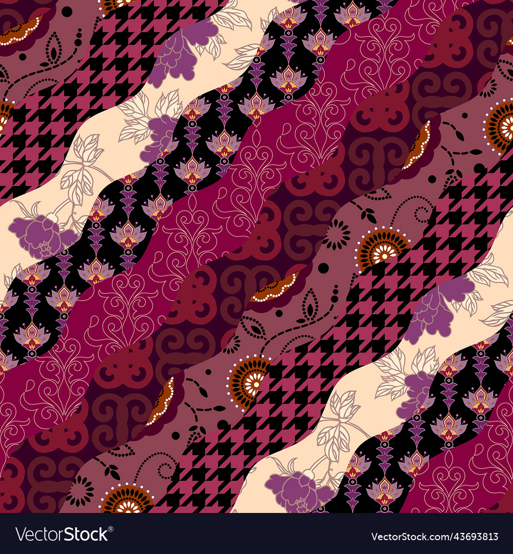 Patchwork textile pattern seamless quilting Vector Image