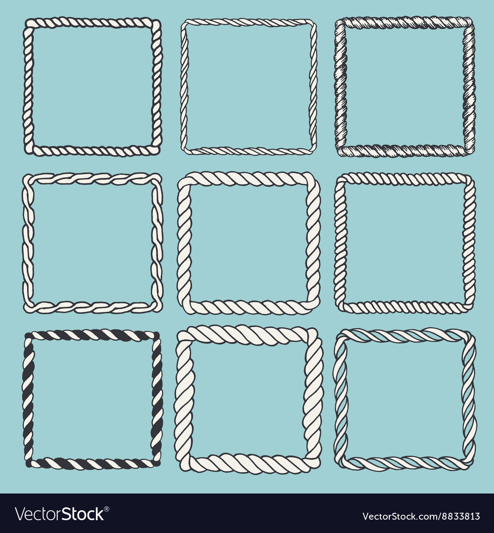 Set 9 decorative square border frames Royalty Free Vector