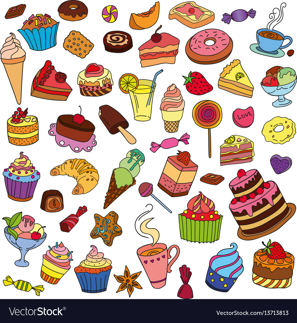 Set different sweets Royalty Free Vector Image
