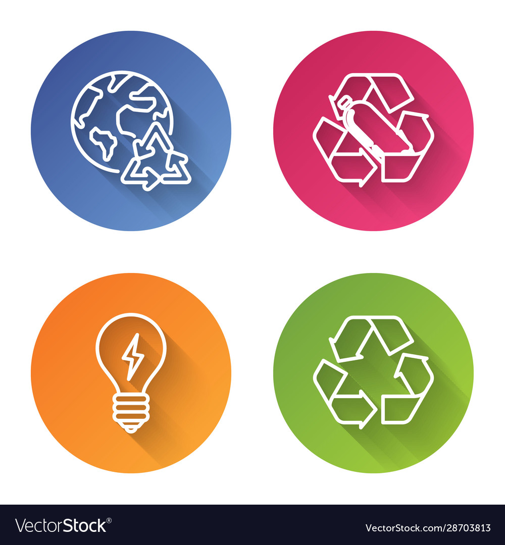 Set line planet earth and a recycling recycling Vector Image