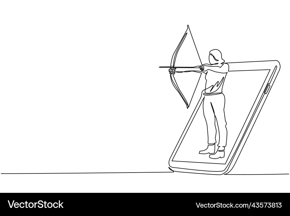Single continuous line drawing woman with bow Vector Image