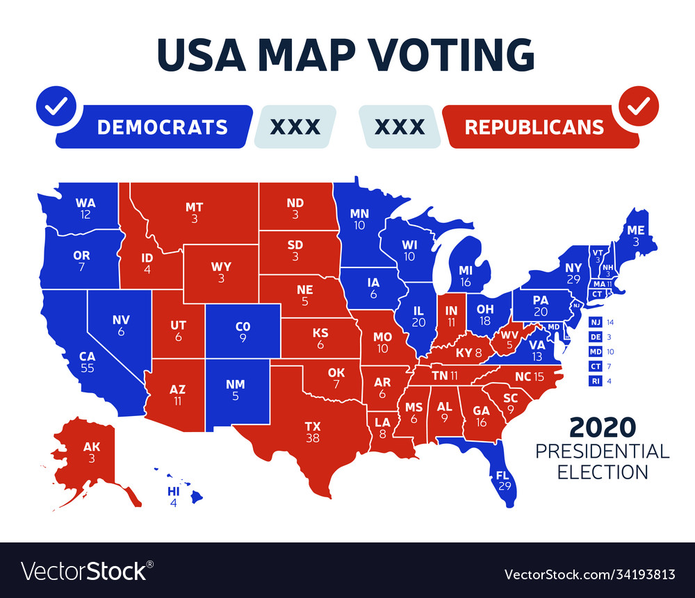 Usa presidential election results map Royalty Free Vector