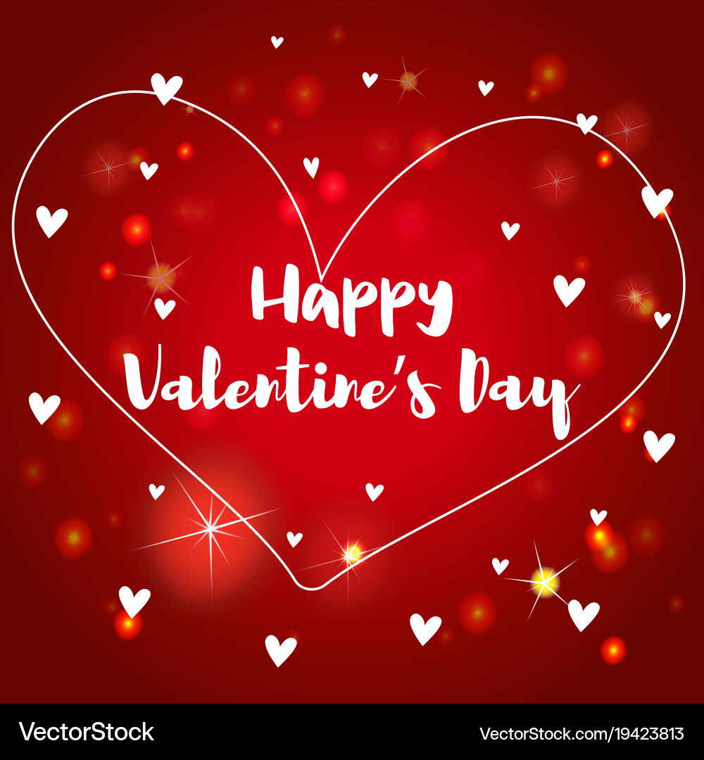 Valentine card template with hearts on red Vector Image