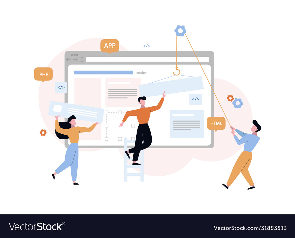 Website development construction concept Vector Image