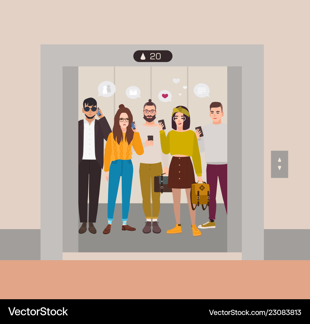 Young people dressed in trendy clothes standing Vector Image