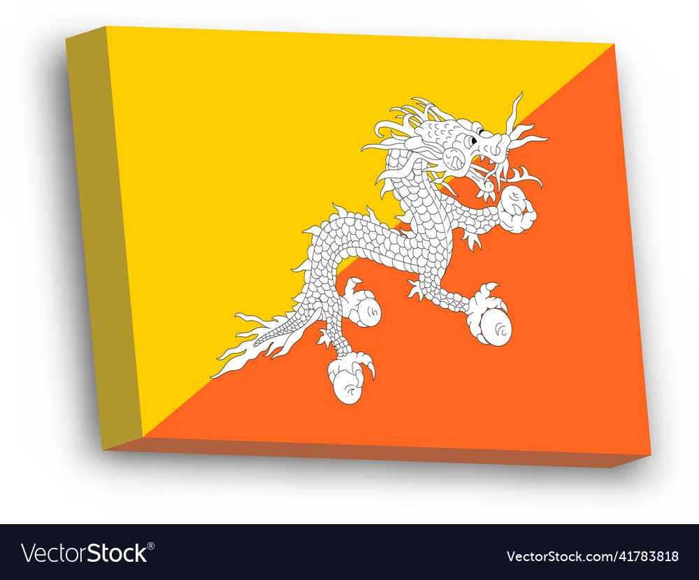 3d flag of bhutan Royalty Free Vector Image - VectorStock