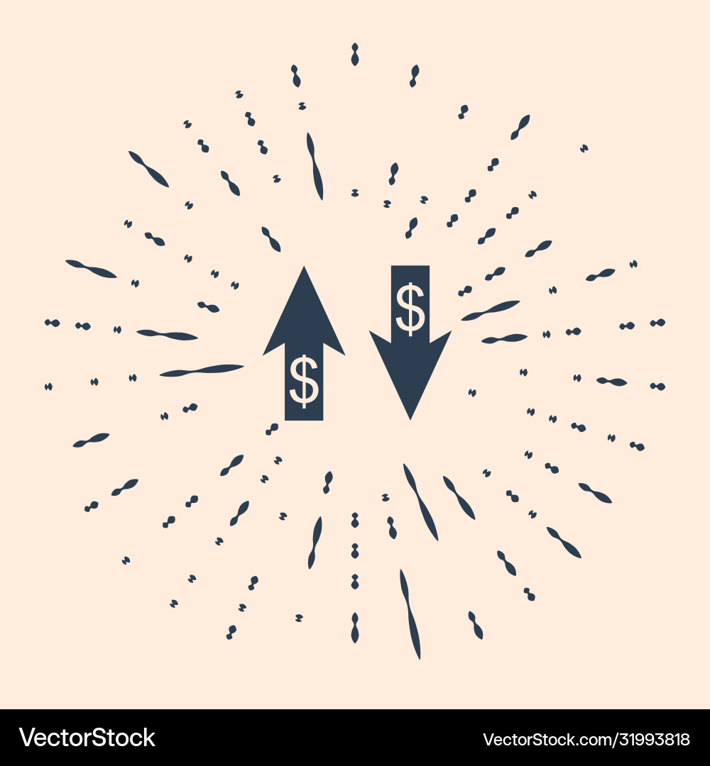 Black up and down arrows with dollar symbol icon Vector Image