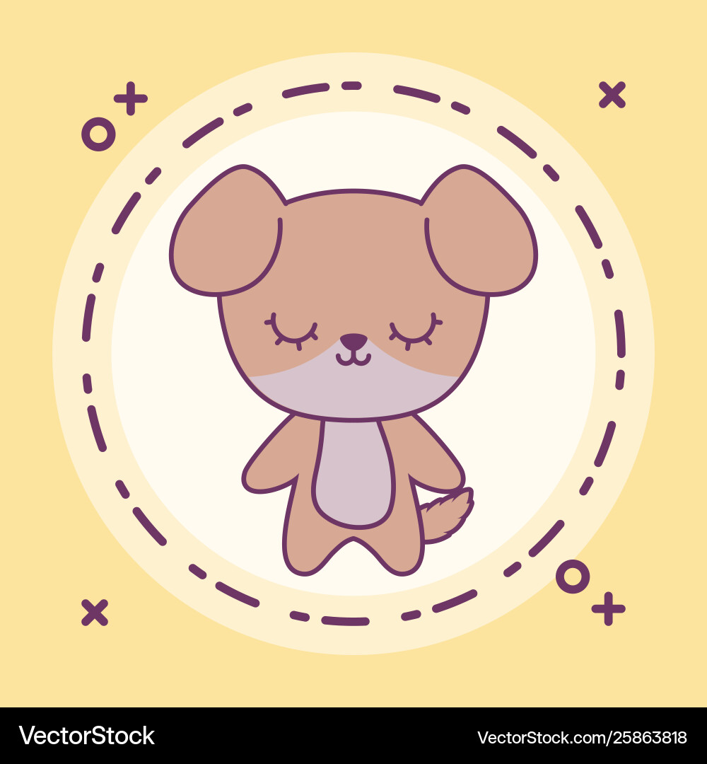 Cute dog animal in frame circular Royalty Free Vector Image