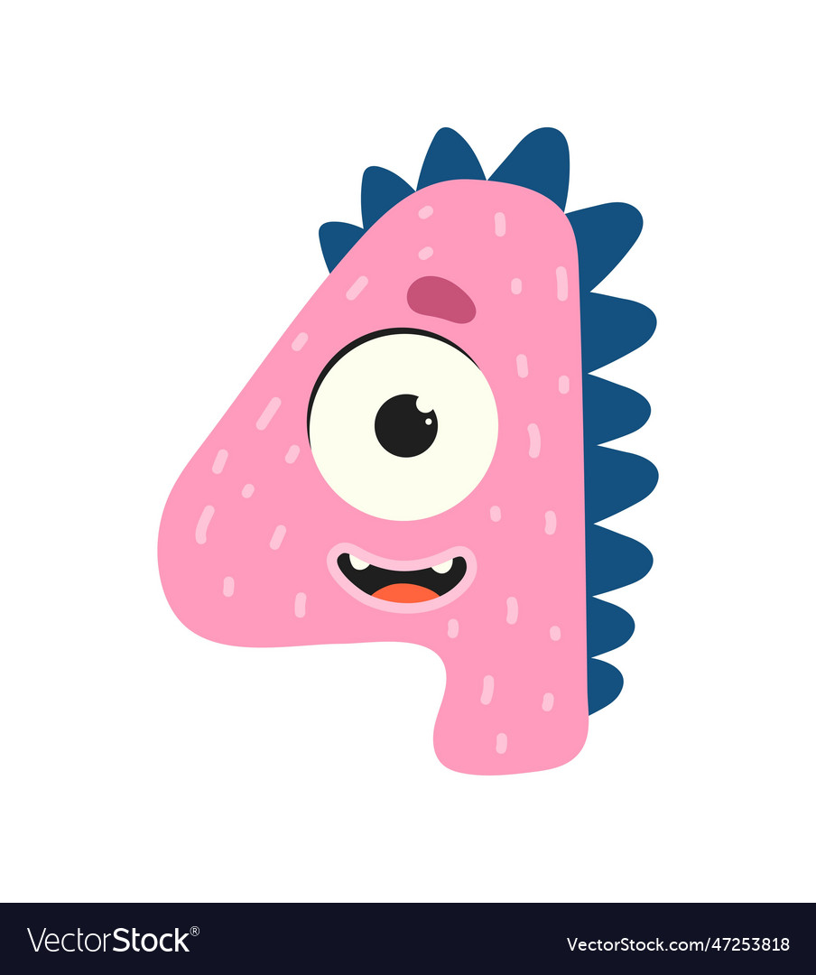 Cute monster number 4 concept Royalty Free Vector Image Cute monster number 4 concept Royalty Free Vector Image