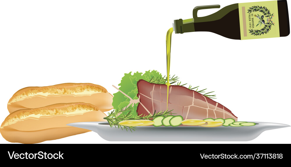 Dish with roast seasoned Royalty Free Vector Image