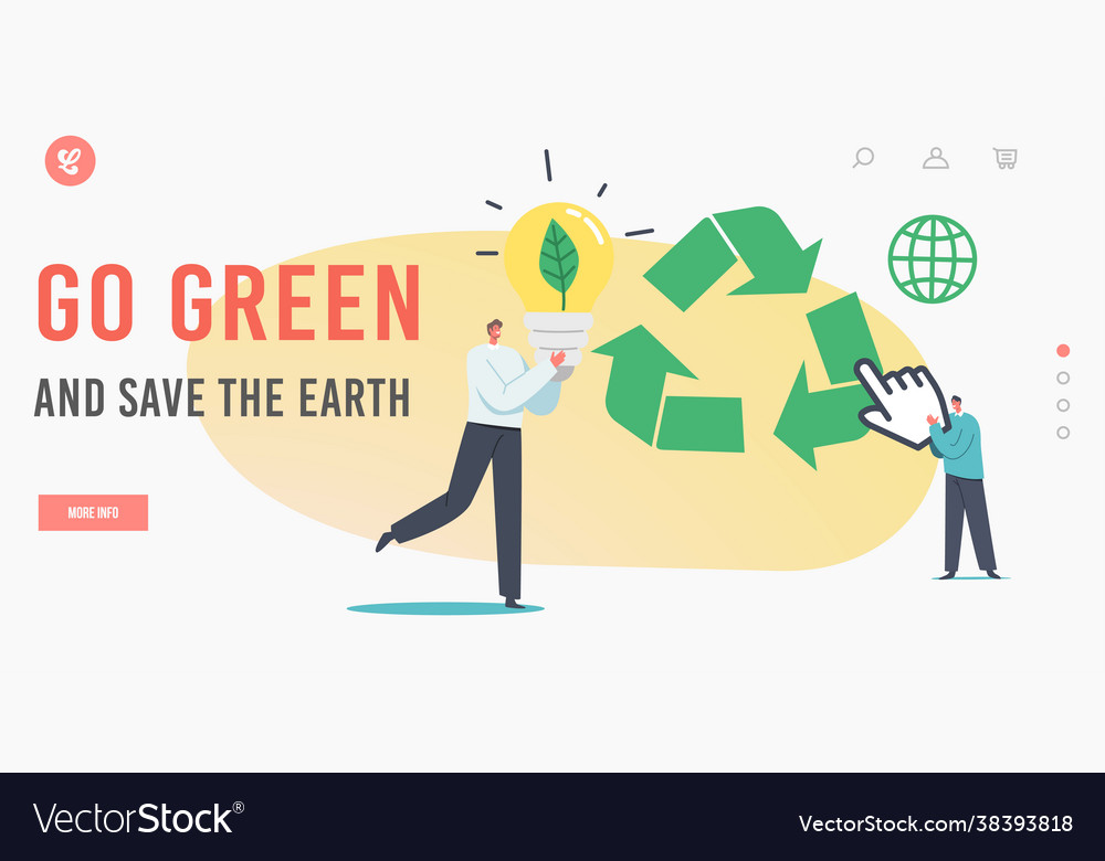 Go green and save earth landing page template Vector Image